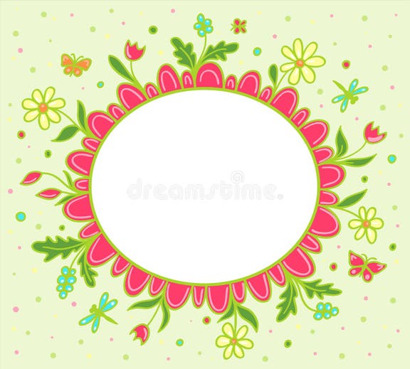 Vector Grin Greeting Card with Spring Flowers Stock Vector ...