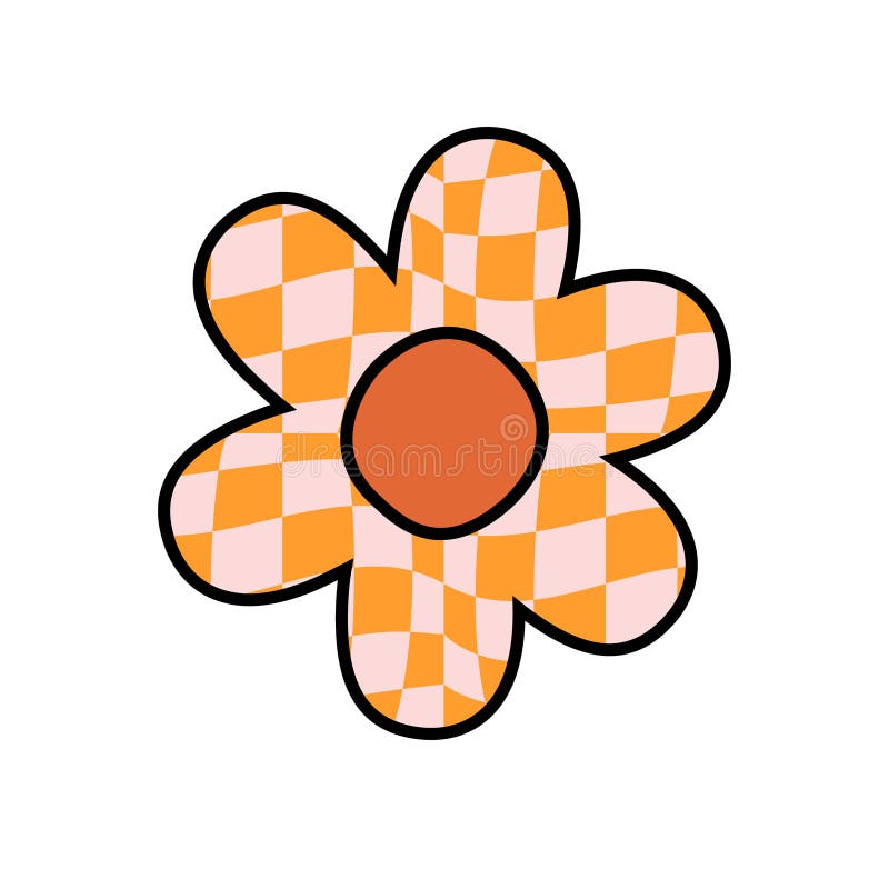 Vector Groovy Flower with Checker Texture Pattern Stock Vector ...