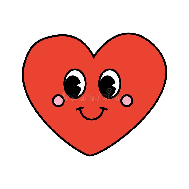 Vector Groovy Retro Colored Heart with Face Stock Vector - Illustration ...