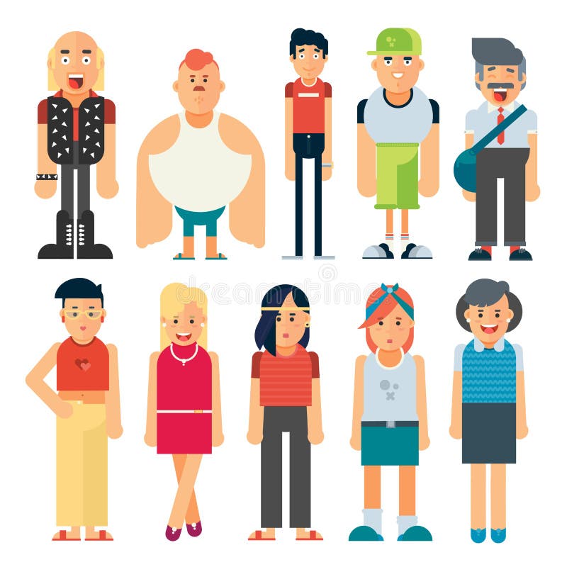 Different Types of People in Flat Style Vector Stock Vector ...