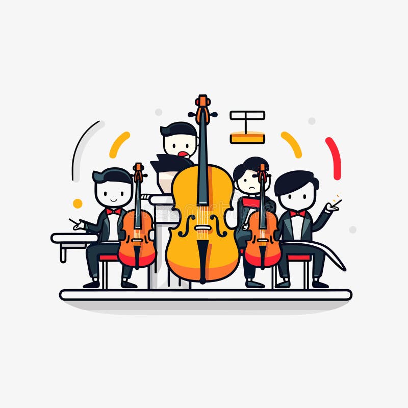 Vector of a Group of Musicians Playing Instruments at a Table Stock ...