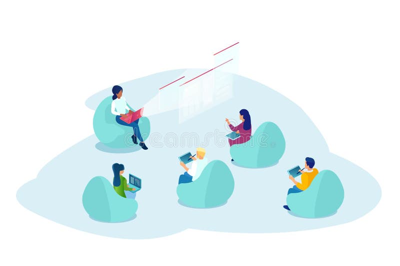Vector of a Group of People Using Mobile Devices Connected Via Social ...