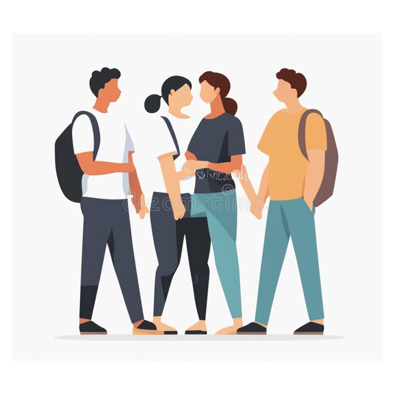 Vector - a Group of the Student Talking Stock Vector - Illustration of ...