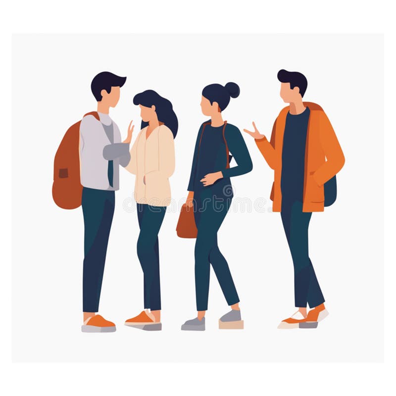 Vector - a Group of the Student Talking Stock Vector - Illustration of ...