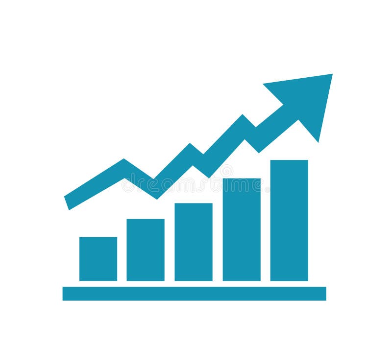 Growing Bar Graph Icon in Flat Style. Increase Arrow Vector ...