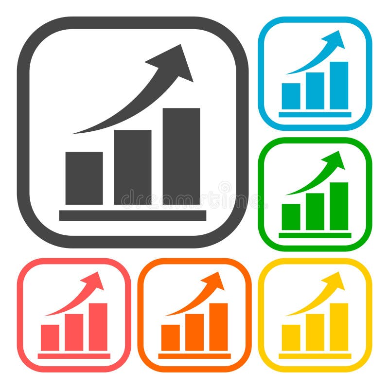 Vector Growing Graph Icons Set Stock Vector - Illustration of ...