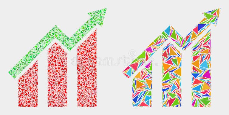 Vector Growing Trend Chart Mosaic Icon of Triangle Elements Stock ...