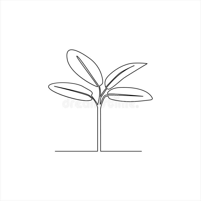 Vector Growth Tree Continuous Single Line Simple Drawing Art ...