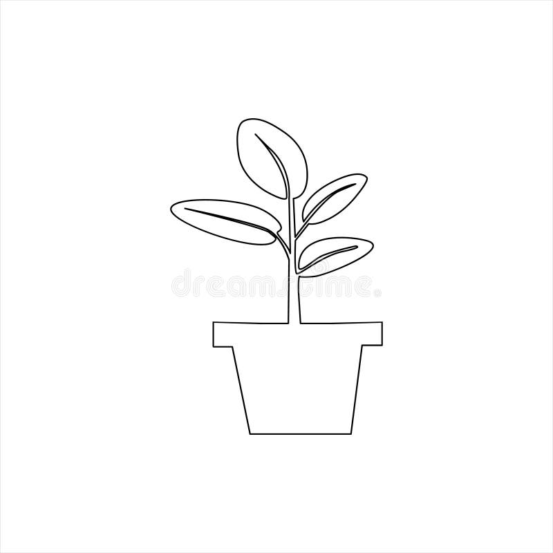 Vector Growth Tree Continuous Single Line Simple Drawing Art ...
