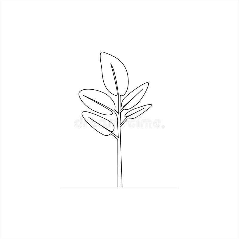 Vector Growth Tree Continuous Single Line Simple Drawing Art ...