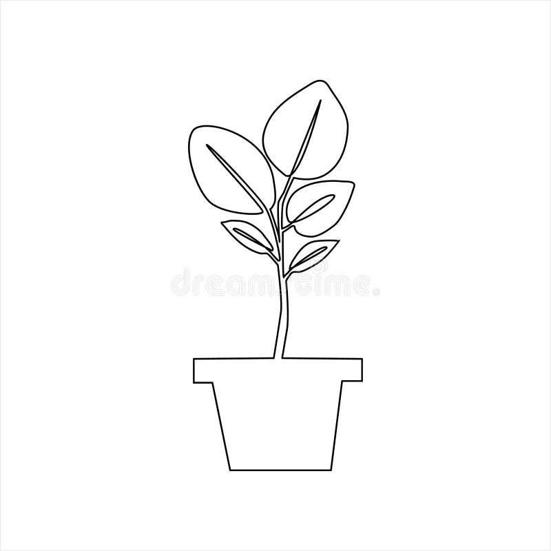 Vector Growth Tree Continuous Single Line Simple Drawing Art ...