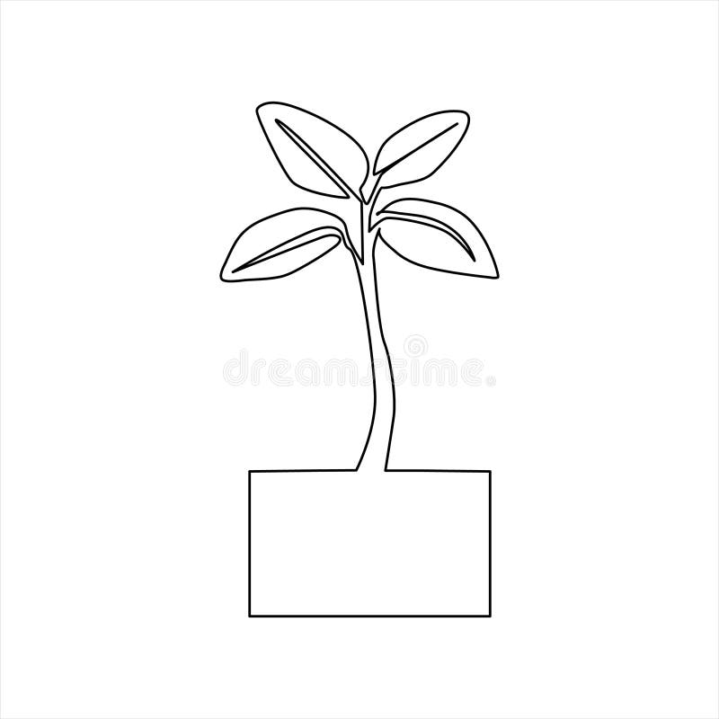 Vector Growth Tree Continuous Single Line Simple Drawing Art ...