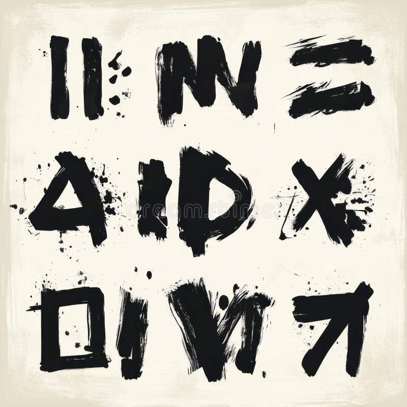 Vector Grunge Alphabet. Grunge Letters. Hand Drawn Font Stock ...