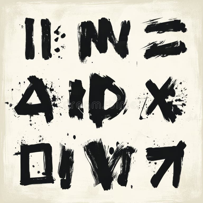 Vector Grunge Alphabet. Grunge Letters. Hand Drawn Font Stock ...