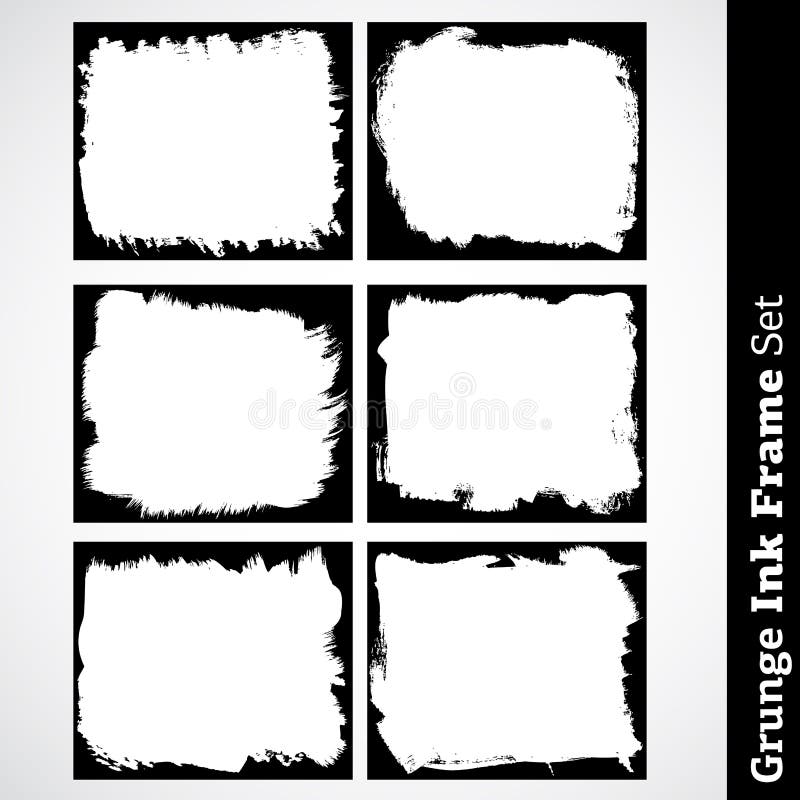 Ink Blots. Abstract Shapes, Frames with Black Brushstroke Grunge ...