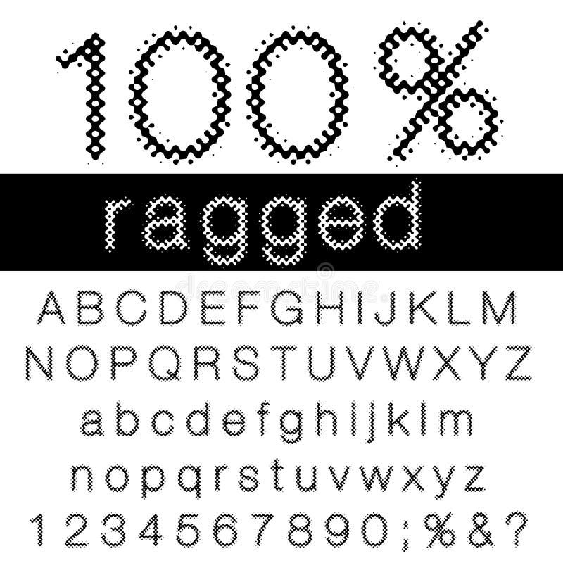 Ragged font stock vector. Illustration of glyph, print - 263517531