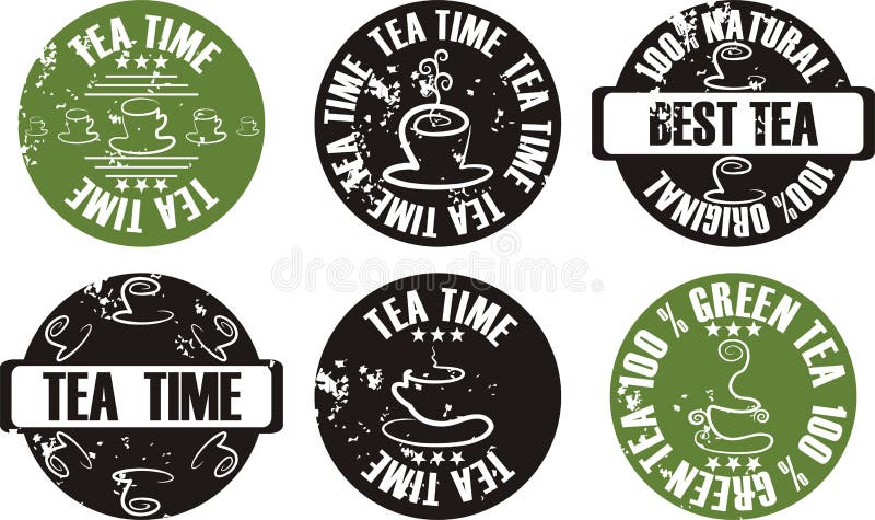 Vector Grunge Tea Stamp Set Stock Vector - Illustration of text ...