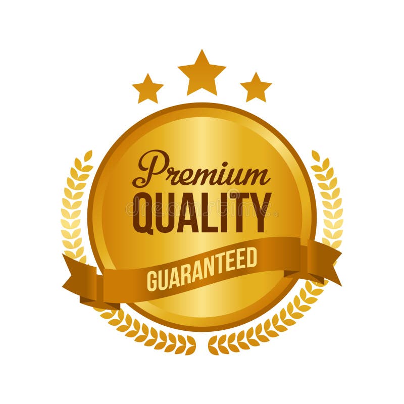 Vector Guaranteed Premium Quality Gold Sign, Round Label Stock ...