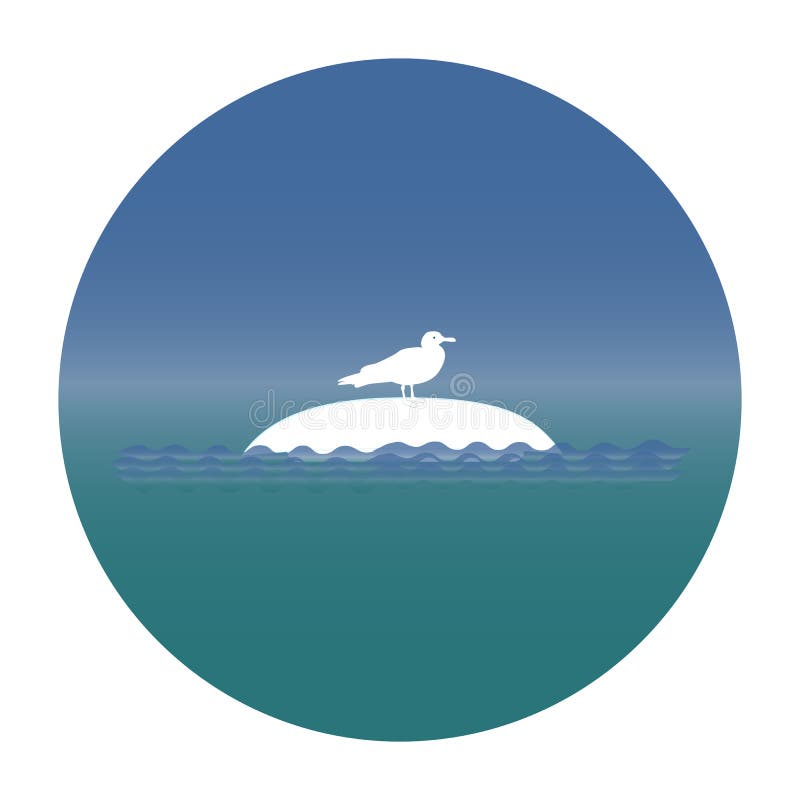 Vector Gull Icon Sitting on an Inverted Ship, Vector Illustration Stock ...