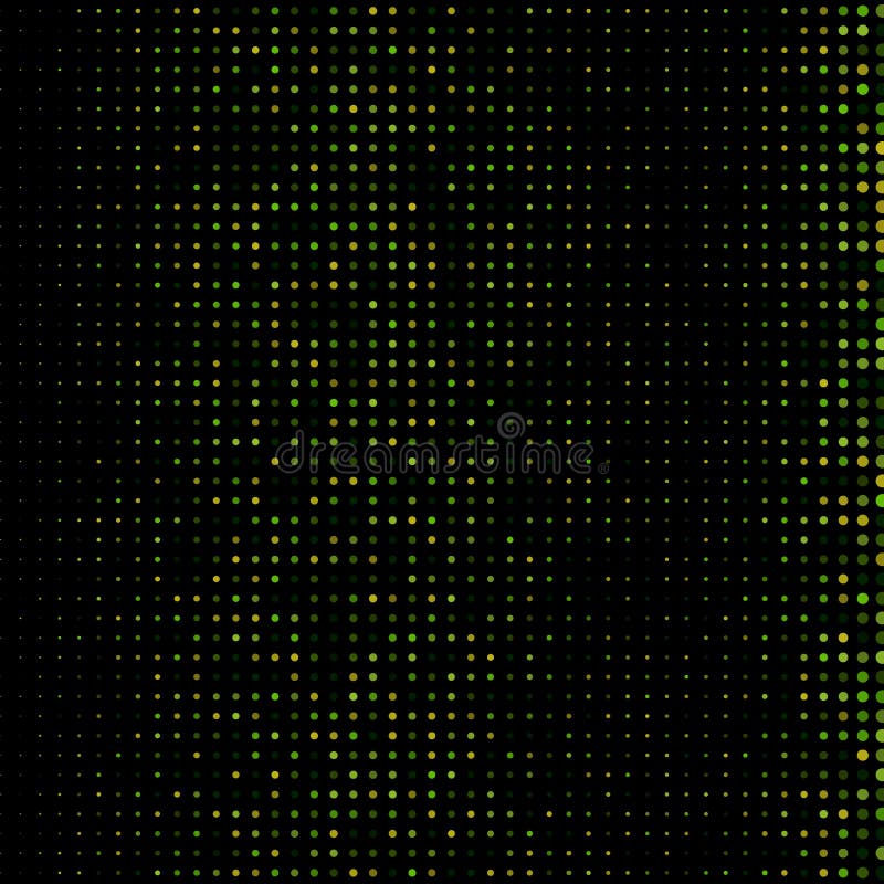 Vector Halftone Dots. Dots Green on Black Background. Stock ...
