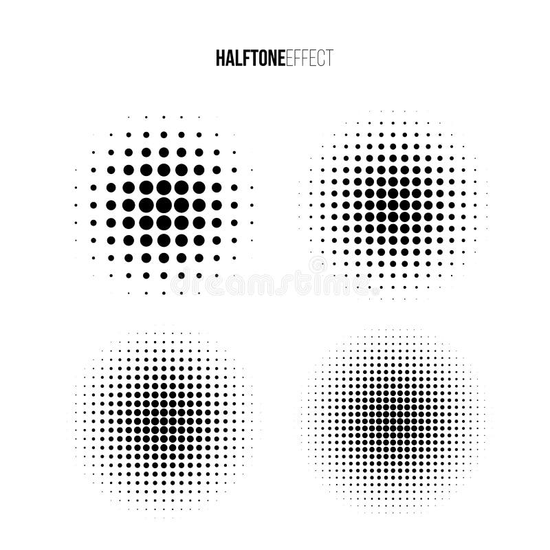 Vector Halftone Effect Set. Different Gradient Circles in Halftone ...