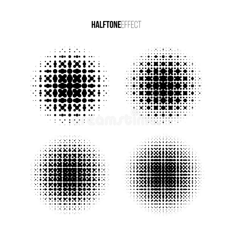 Vector Halftone Effect Set. Different Gradient Circles in Halftone ...