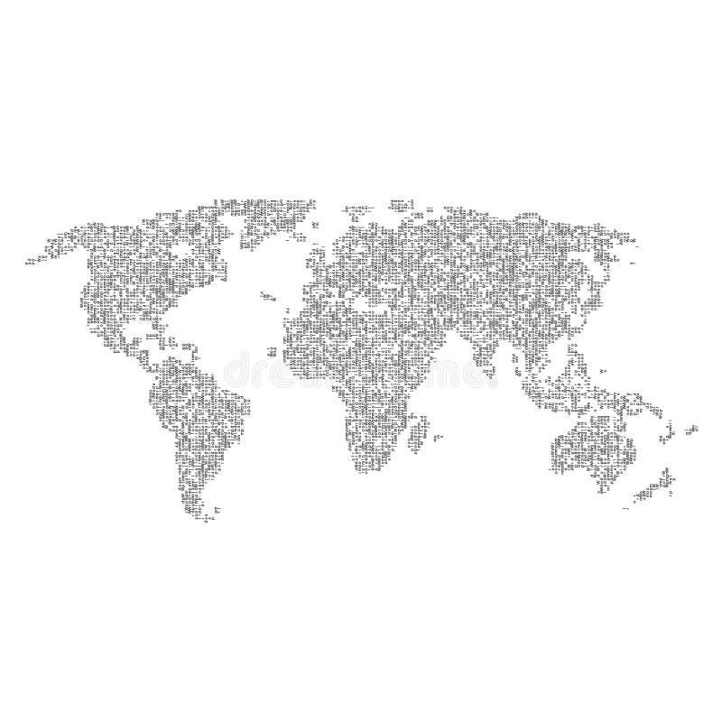 Vector Halftone Letters World Map. Continents for Your Design Stock ...