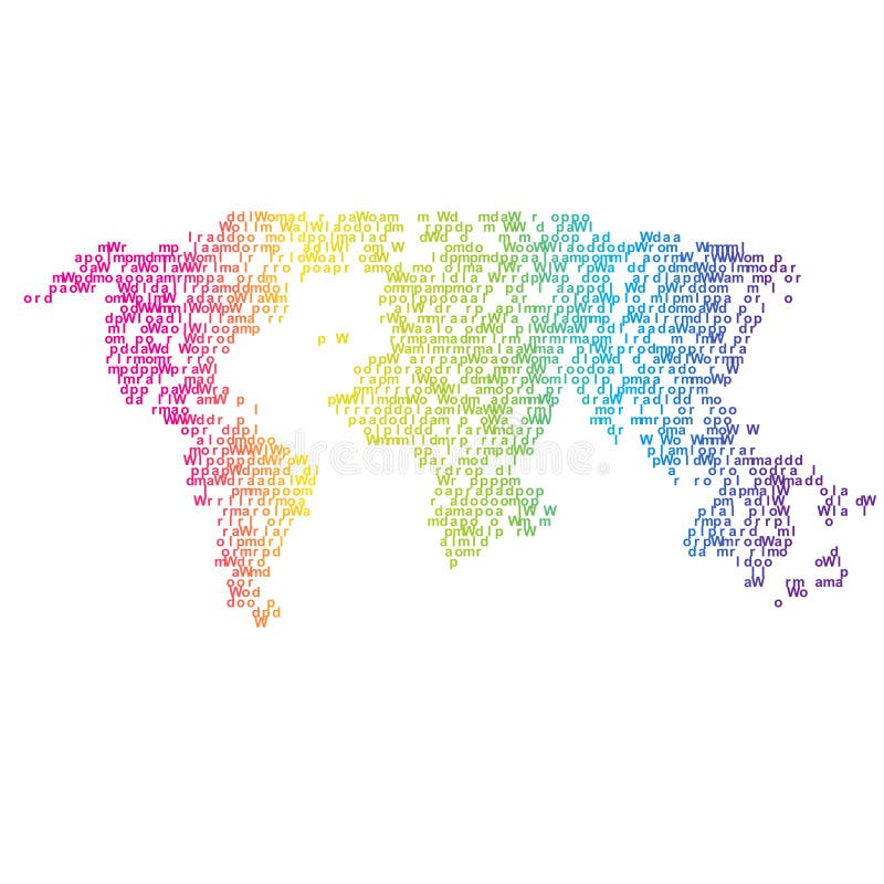 Vector Halftone Letters World Map. Continents for Your Design Stock ...