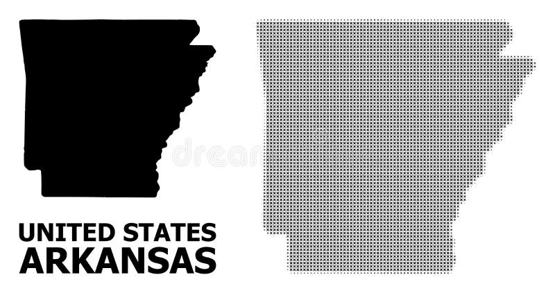 Vector Halftone Mosaic and Solid Map of Arkansas State Stock Vector ...