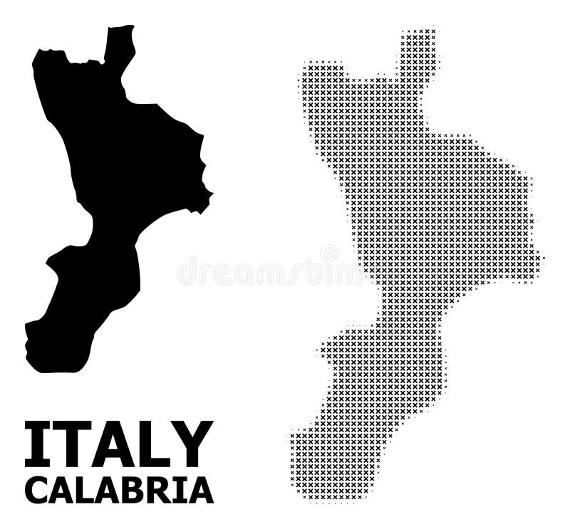 Vector Halftone Mosaic and Solid Map of Calabria Region Stock Vector ...