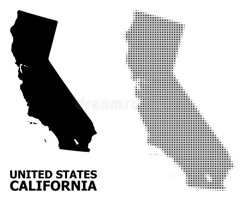Vector Halftone Mosaic and Solid Map of California Stock Vector ...