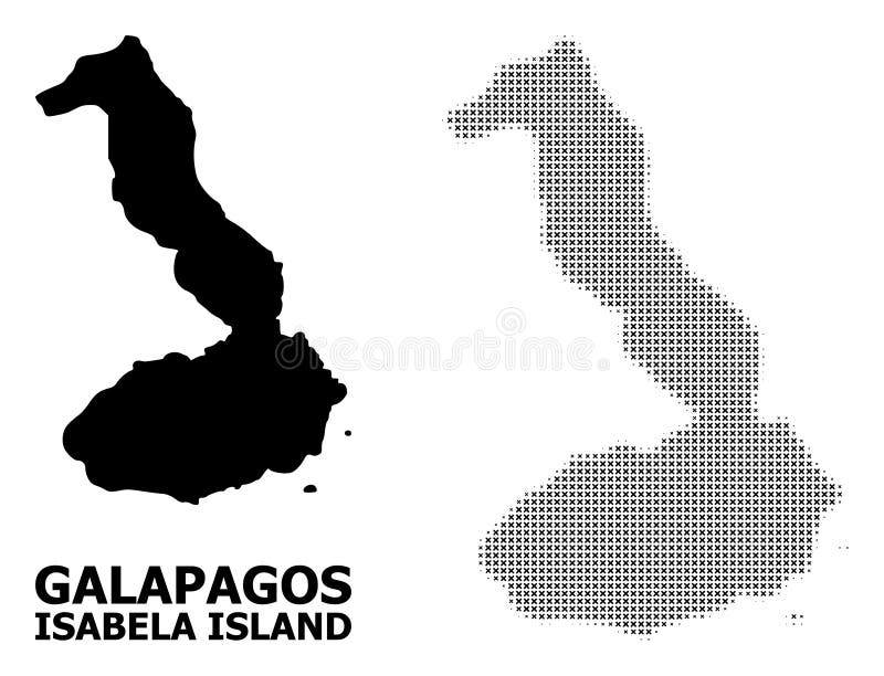 Vector Halftone Mosaic and Solid Map of Galapagos - Isabela Island ...