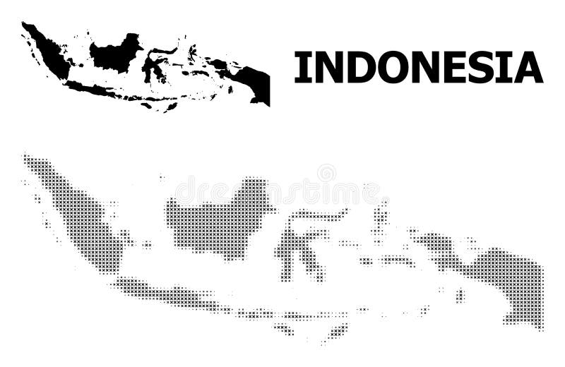 Vector Halftone Mosaic and Solid Map of Indonesia Stock Vector ...