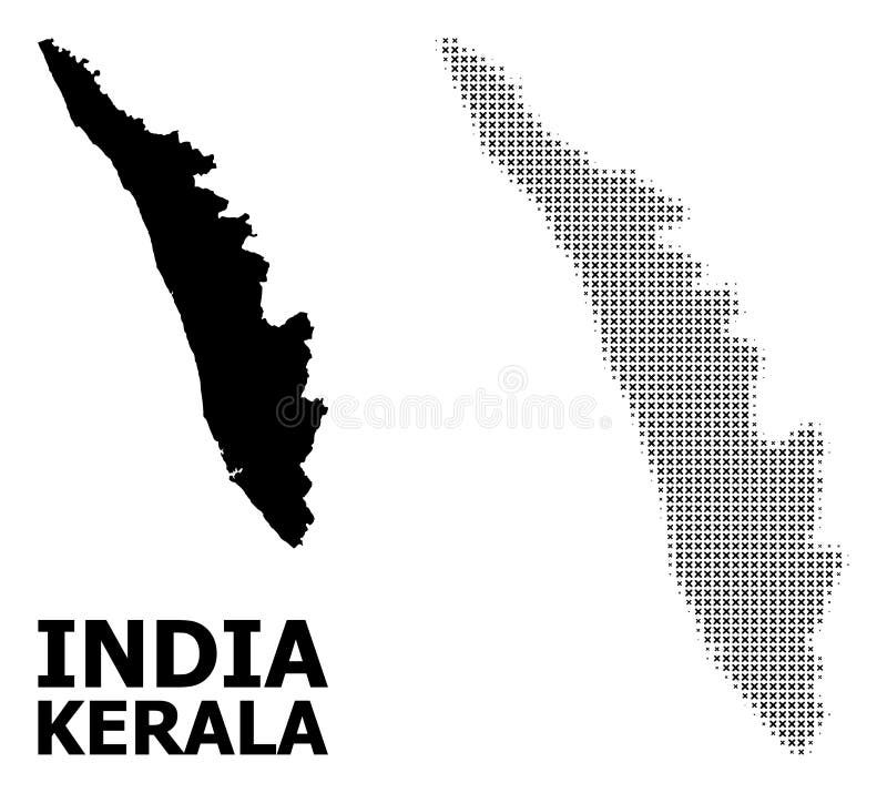 Vector Halftone Mosaic and Solid Map of Kerala State Stock Vector ...
