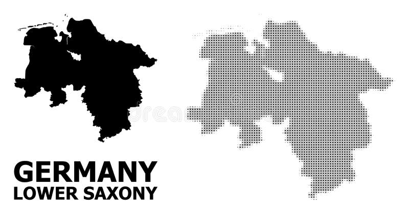 Vector Halftone Mosaic and Solid Map of Lower Saxony State Stock Vector ...