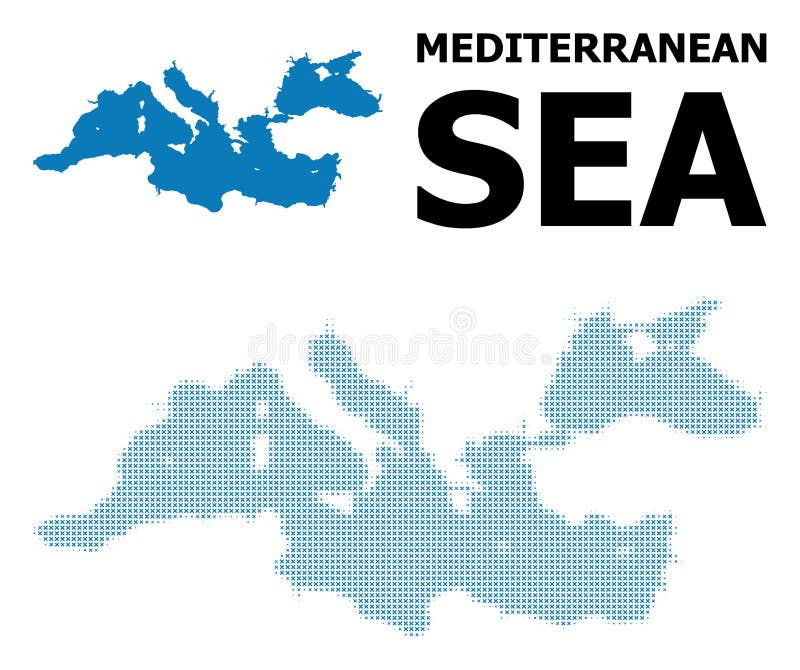 Vector Halftone Mosaic and Solid Map of Mediterranean Sea Stock Vector ...