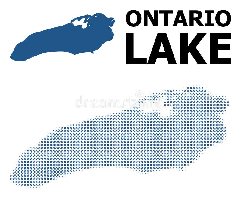 Vector Halftone Mosaic and Solid Map of Ontario Lake Stock Vector ...