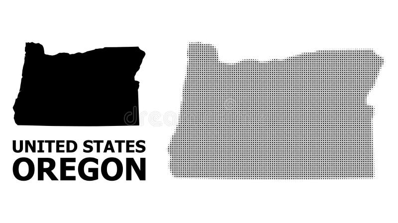 Vector Halftone Mosaic and Solid Map of Oregon State Stock Vector ...