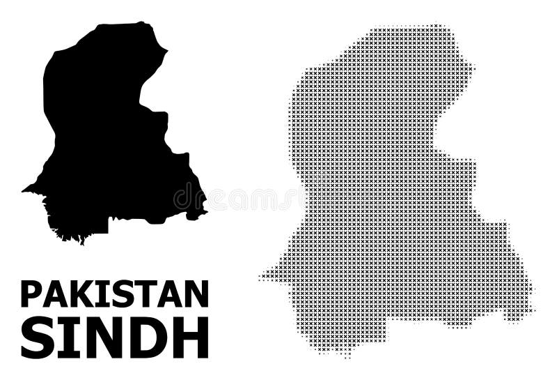 Vector Halftone Mosaic and Solid Map of Sindh Province Stock Vector ...