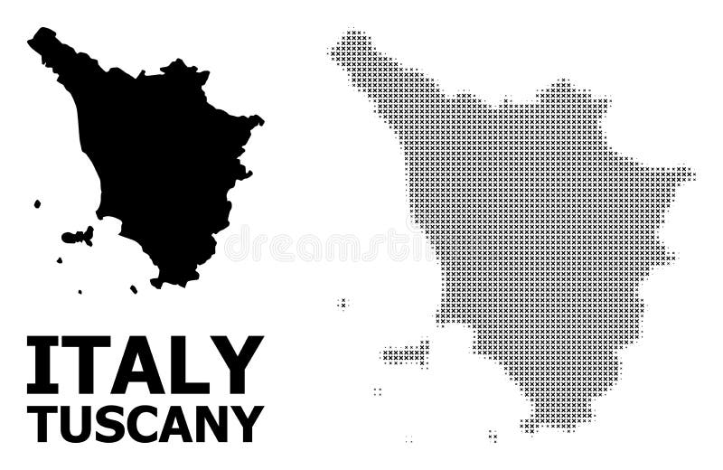 Vector Halftone Mosaic and Solid Map of Tuscany Region Stock Vector ...
