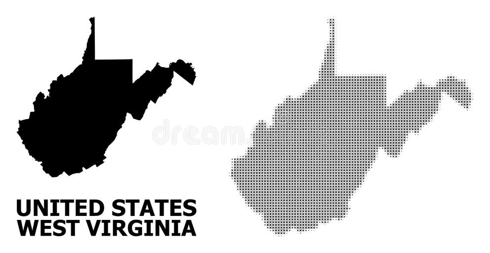 Vector Halftone Mosaic and Solid Map of West Virginia State Stock ...