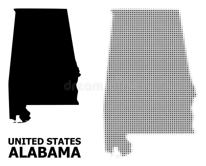 Vector Halftone Pattern and Solid Map of Alabama State Stock Vector ...