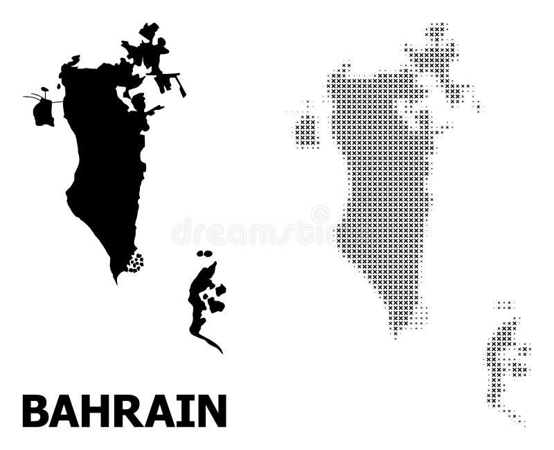 Vector Halftone Pattern and Solid Map of Bahrain Stock Vector ...