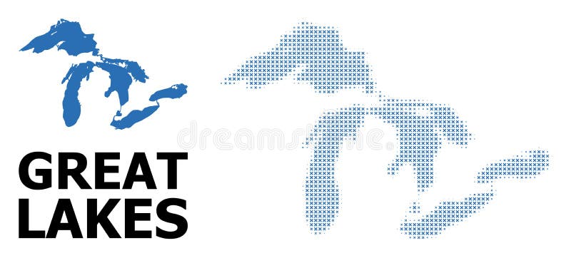 Vector Halftone Pattern and Solid Map of Great Lakes Stock Vector ...