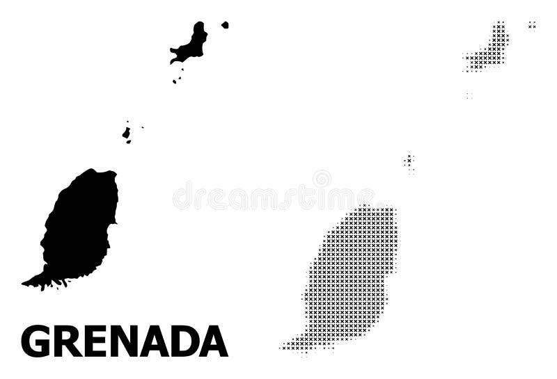 Vector Halftone Pattern and Solid Map of Grenada Islands Stock Vector ...