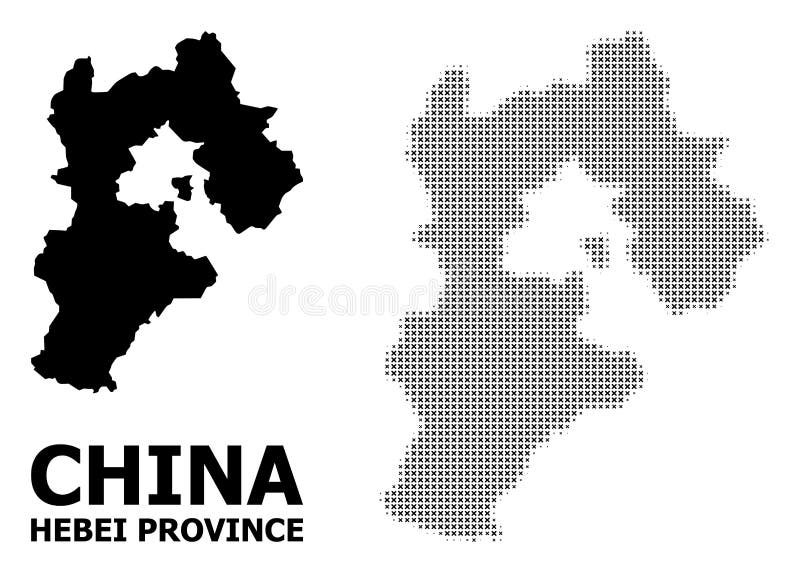 Vector Halftone Pattern and Solid Map of Hebei Province Stock Vector ...