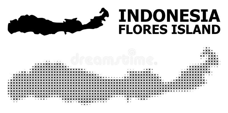 Vector Halftone Pattern and Solid Map of Indonesia - Flores Island ...