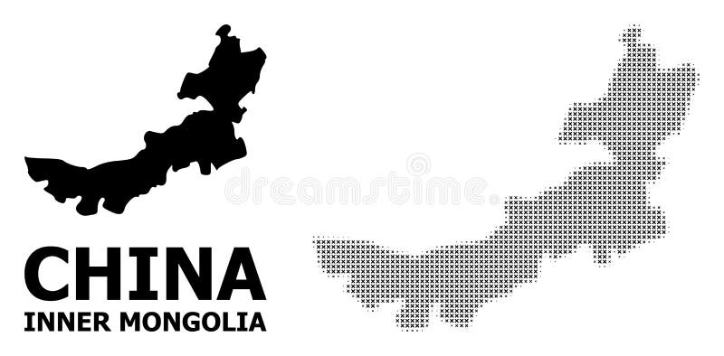 Vector Halftone Pattern and Solid Map of Inner Mongolia Stock Vector ...