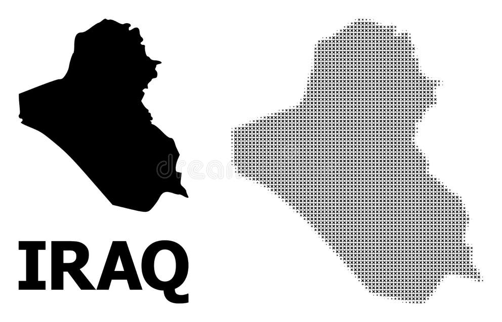 Vector Halftone Pattern and Solid Map of Iraq Stock Vector ...