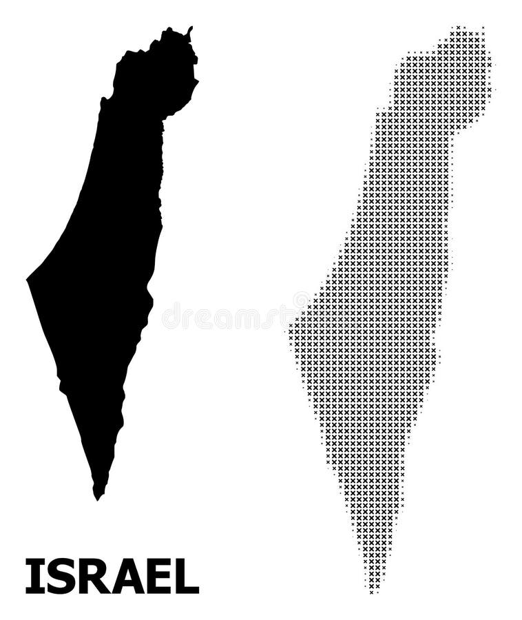 Vector Halftone Pattern and Solid Map of Israel Stock Vector ...
